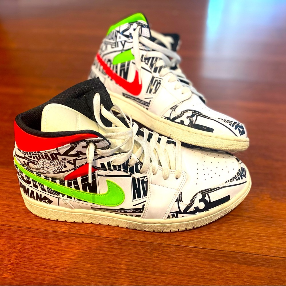 Nike Jordan Retro Mid 1 Over Print Logos 2018 - Size … - Gem